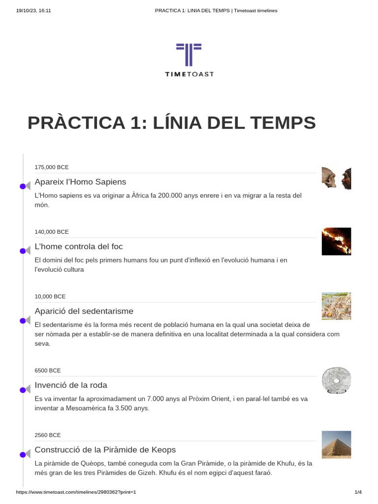 Pràctica 1_ Línia Del Temps _ Timetoast Timelines | PDF