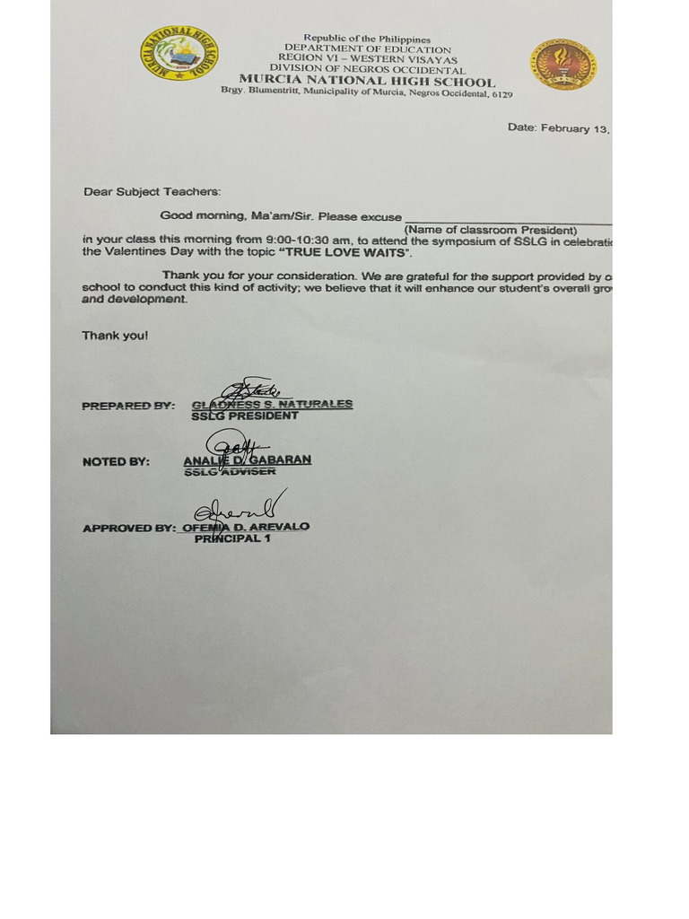 excuse letter format | PDF