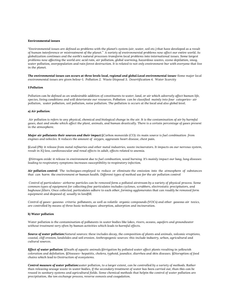 Environmental Issues | PDF | Waste | Climate Change