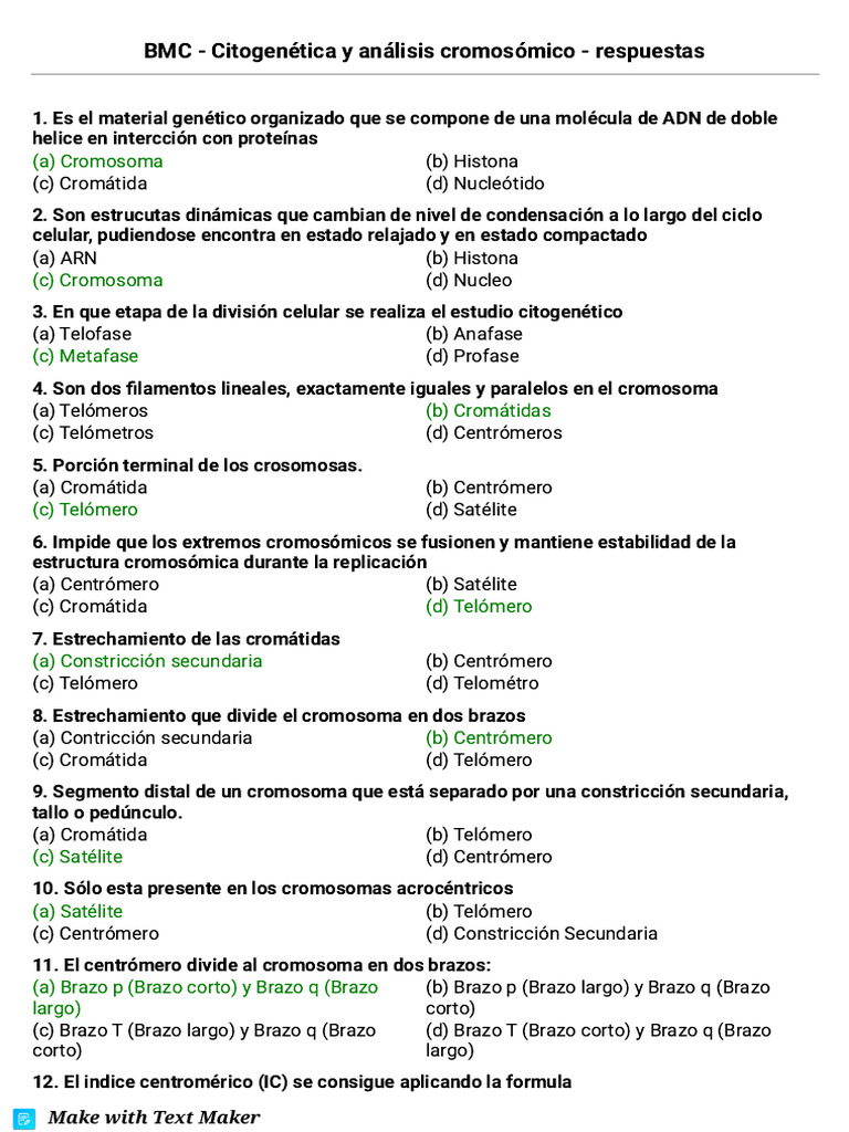BMC - 03. Citogenética y Análisis Cromosómico - Respuestas1729815478089 ...