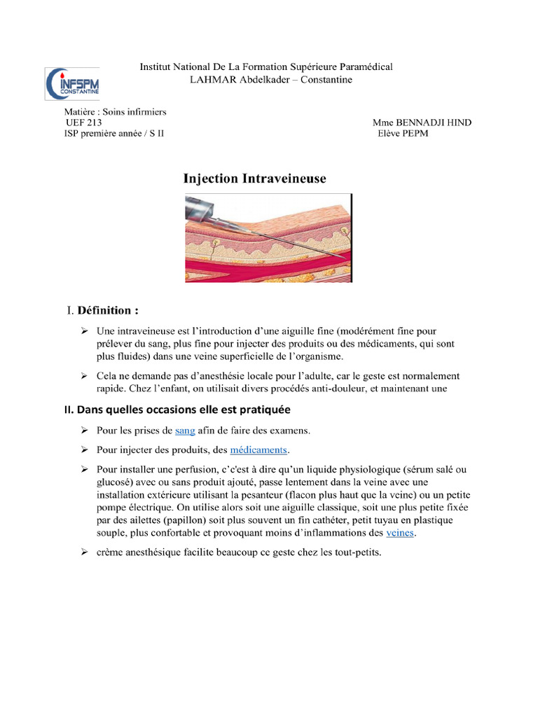 18 Injection Intra Veineuse | PDF