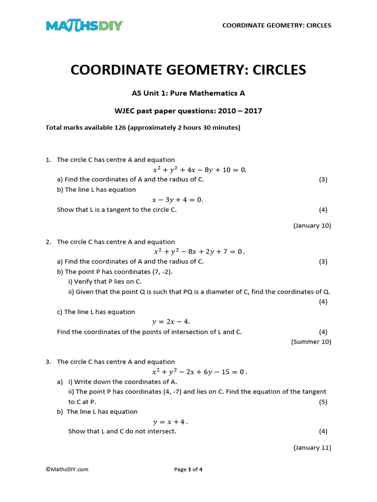COORDINATE-GEOMETRY-CIRCLES | PDF | Circle | Tangent