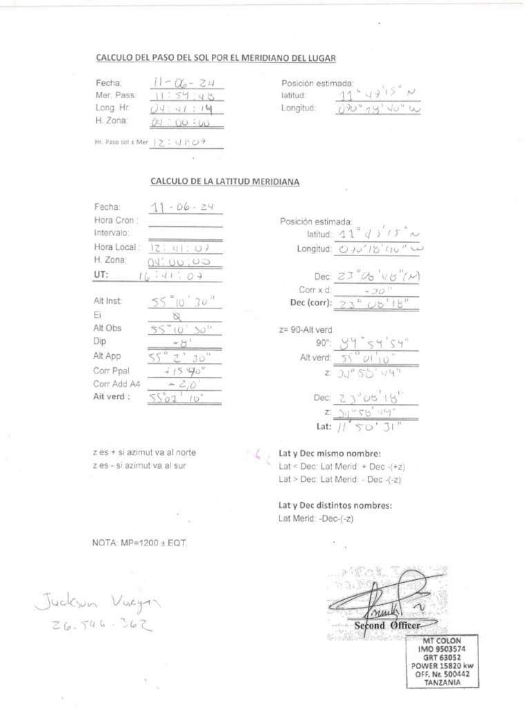Calculo Del Paso Del Sol Por El Meridiano de Lugar | PDF
