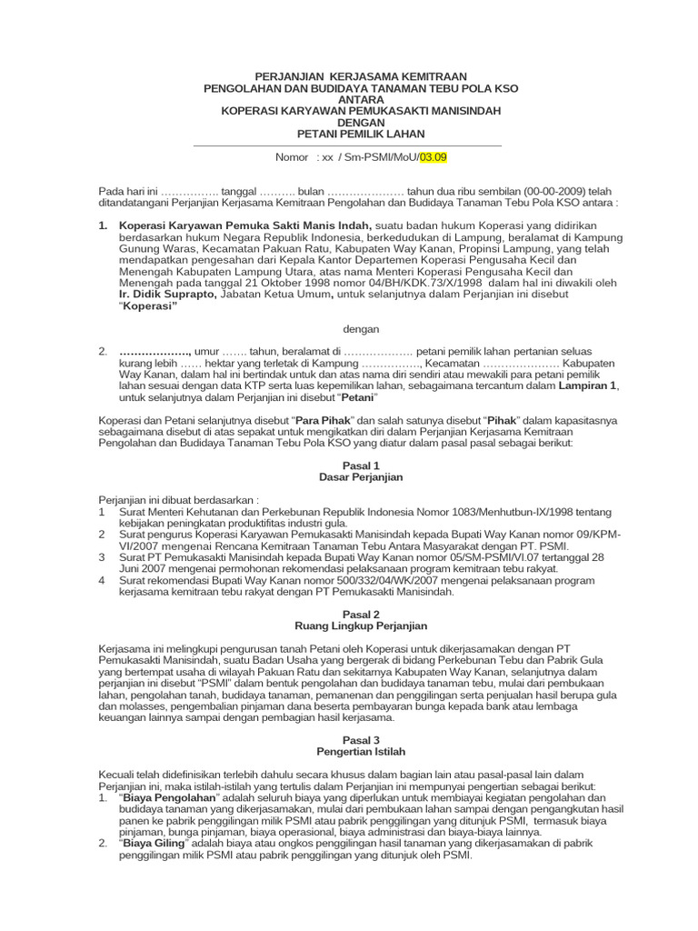 Contoh Perjanjian KSO | PDF