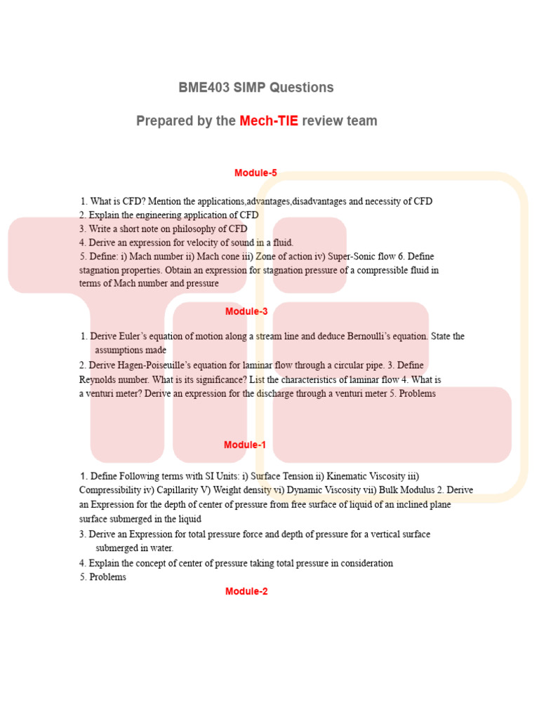 4th Sem FM (Bme403) Simp-24 - Tie | PDF | Fluid Dynamics | Boundary Layer