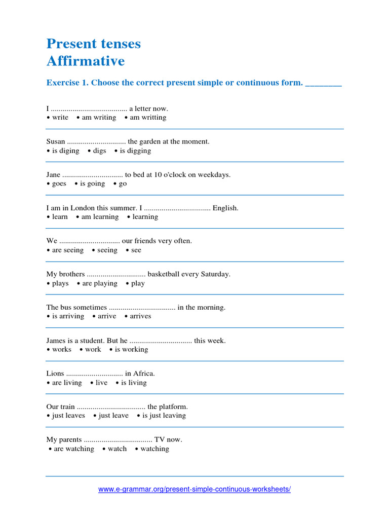 Present-Simple-Continuous-Exercise-1 Anna | PDF | Linguistics | Grammar