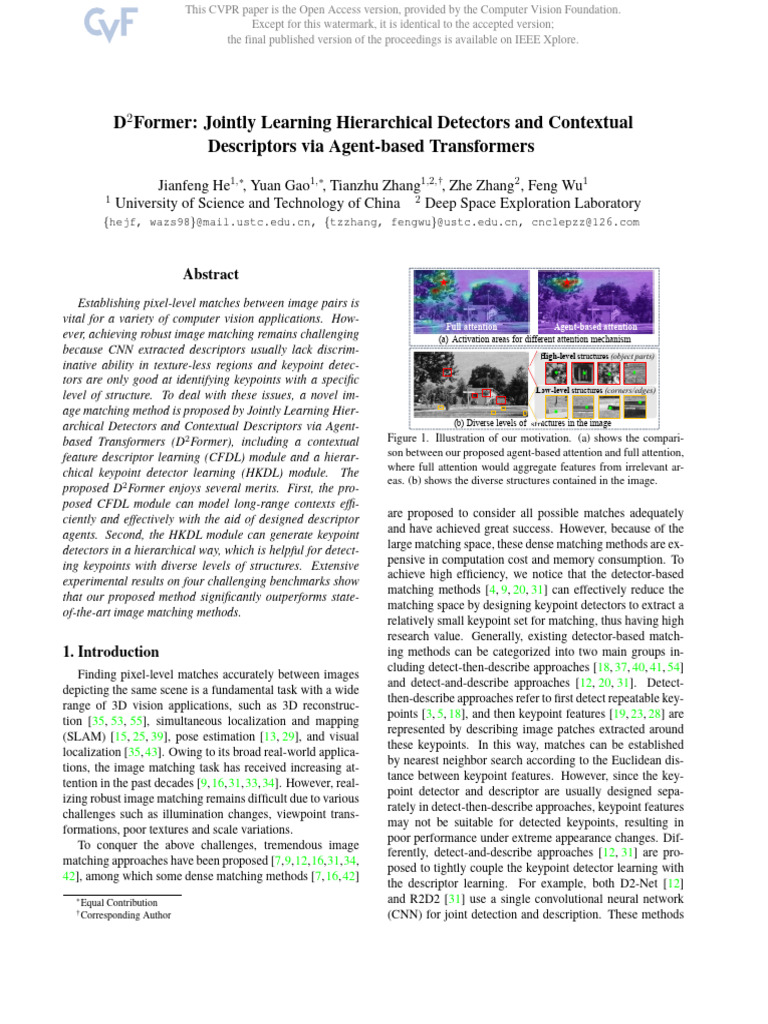 He_D2Former_Jointly_Learning_Hierarchical_Detectors_and_Contextual_Descriptors_via_Agent-Based ...