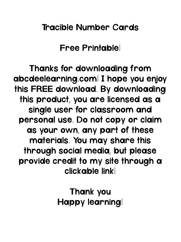 Tracible-Number-Cards- | PDF