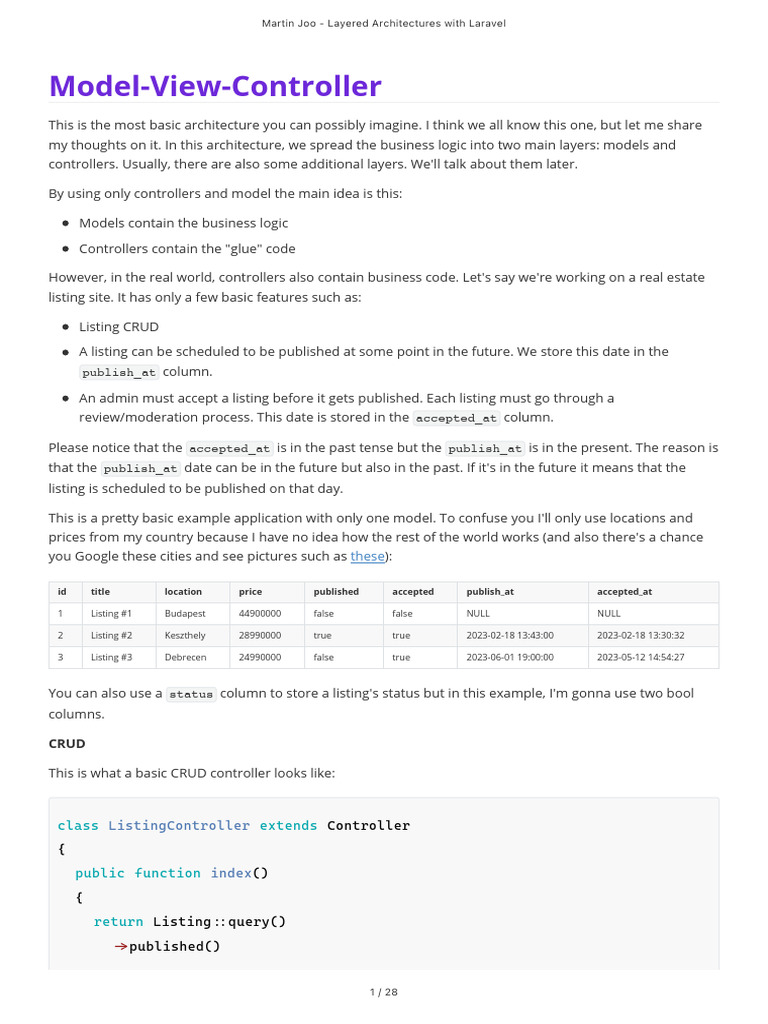 Layered Architectures with Laravel - Martin Joo | PDF | Computer Programming | Computer Engineering