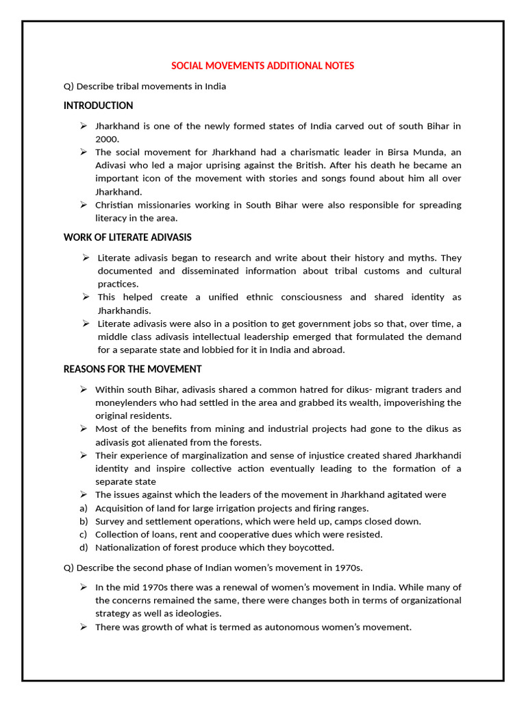 Social Movements Additional Notes | PDF | Political Science | Ideologies