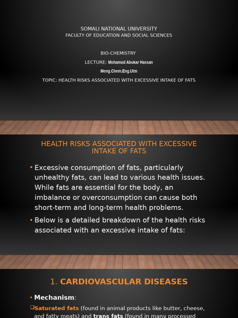 Health Risks Associated With Excessive Intake of Fats | PDF | Fat ...