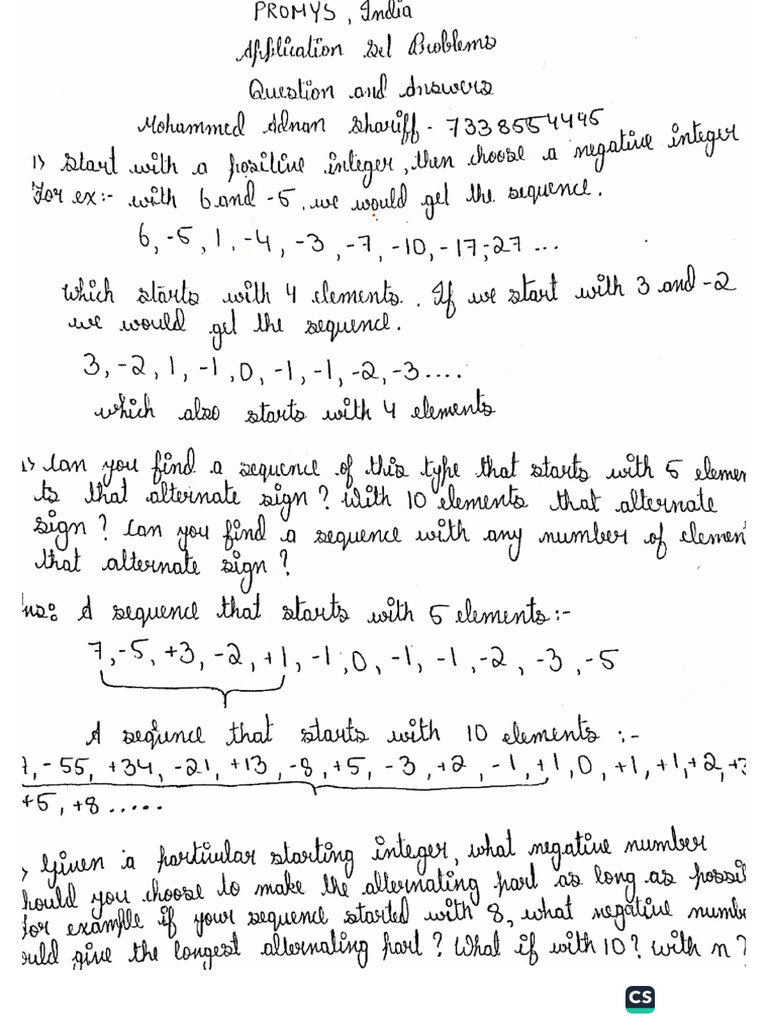 PROMYS Answers | PDF