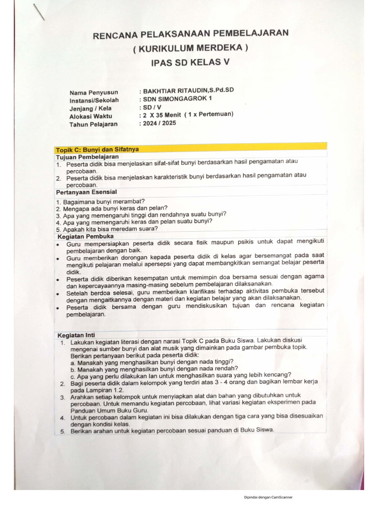 RPP Modul Ajar Kls 5 | PDF