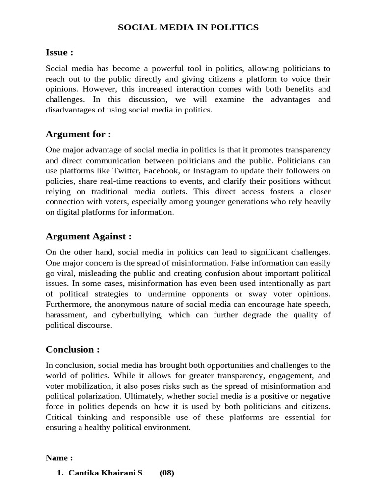 Social Media's Impact on Politics | PDF