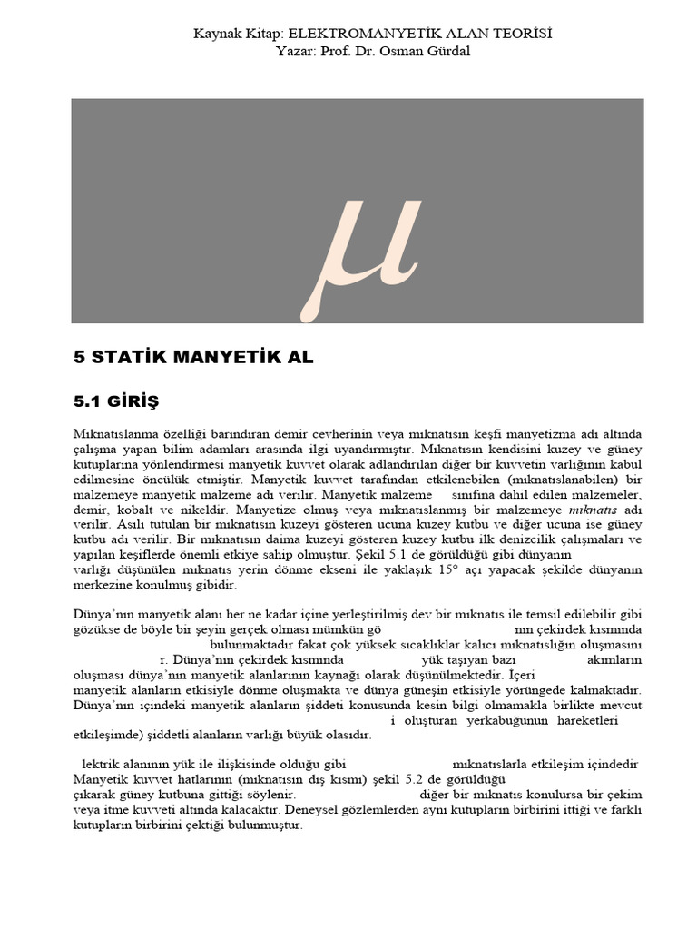 Hafta 10 - Bölüm 5 - Statik Manyetik Alanlar-1 | PDF