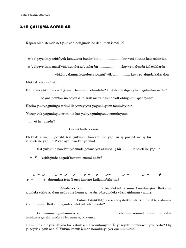 Hafta 7 - Bölüm 3 - Statik Elektrik Alanları-3 | PDF
