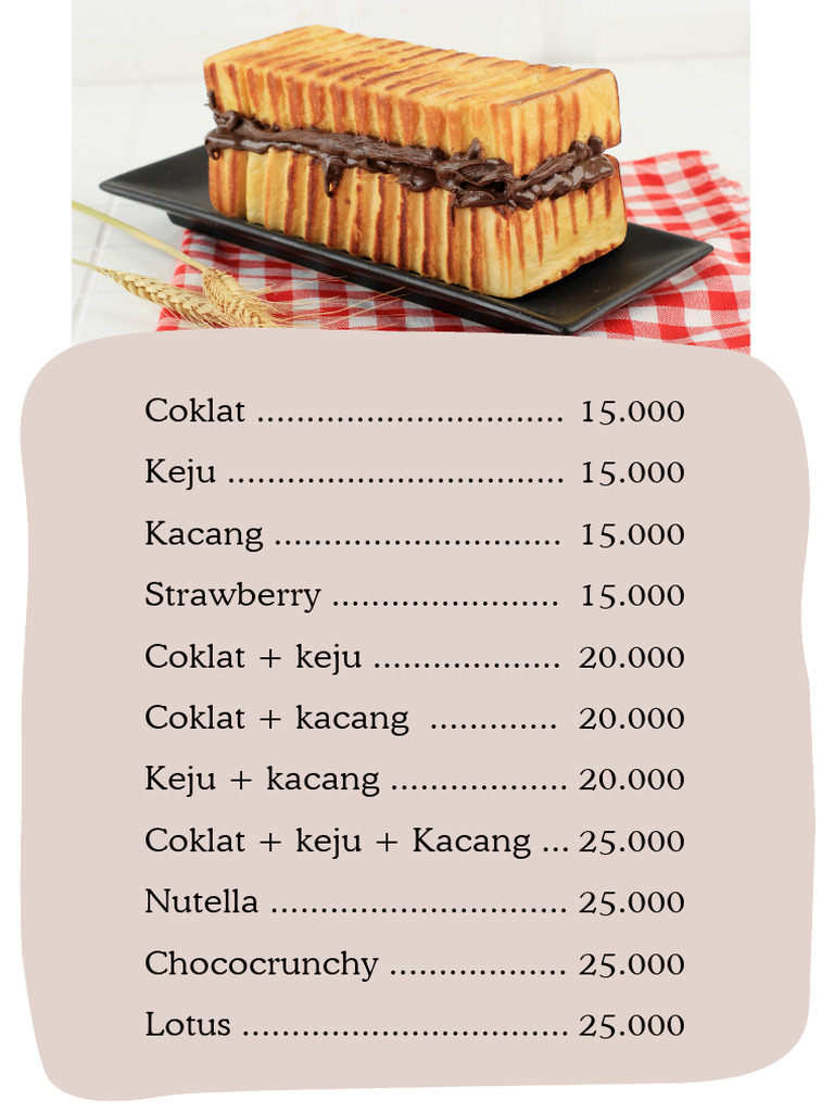MENU Roti Bakar PDF | PDF