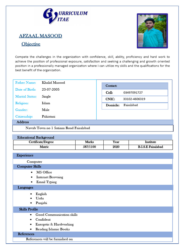 CV Afzal Masood 2 | PDF