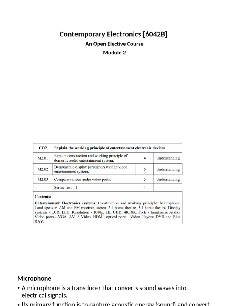 Contemporary Electronics Mod 2 | PDF | Microphone | Detector (Radio)