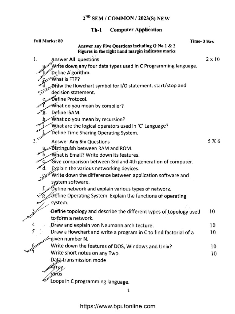 Btech 2 Sem Computer Application 2023 | PDF