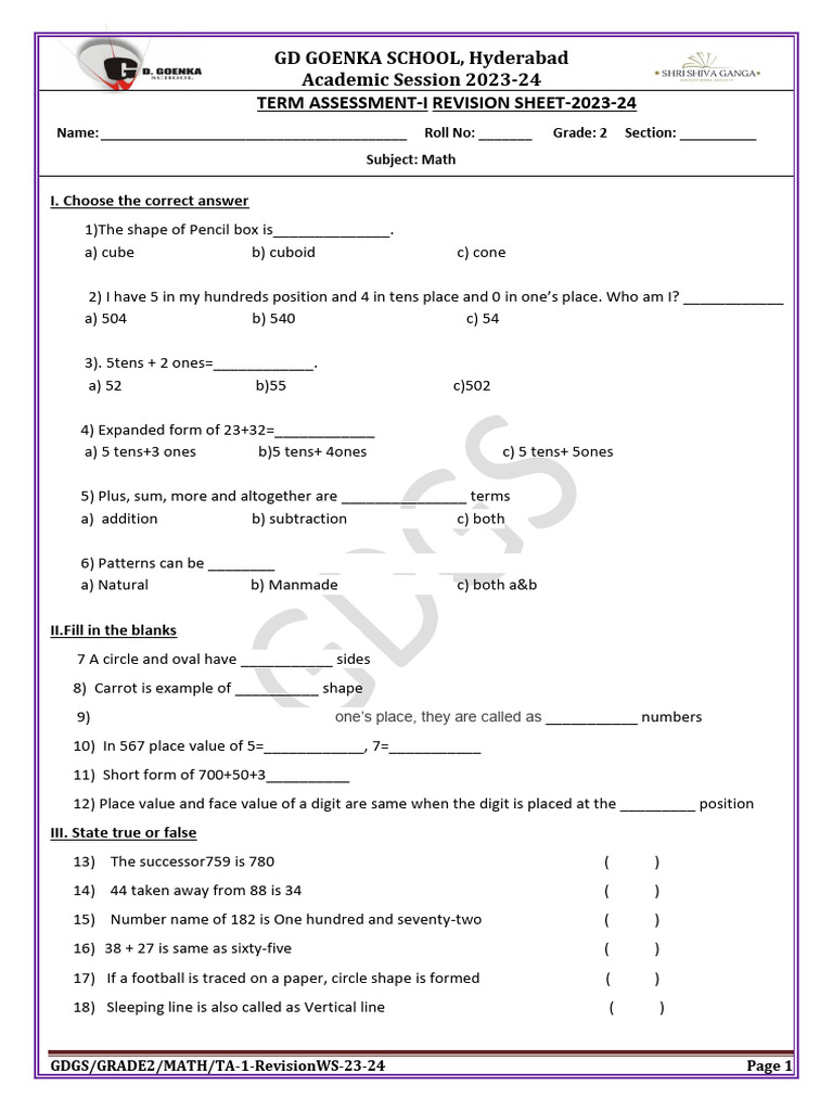 Grade-2-TA-1-Revision-2 | PDF