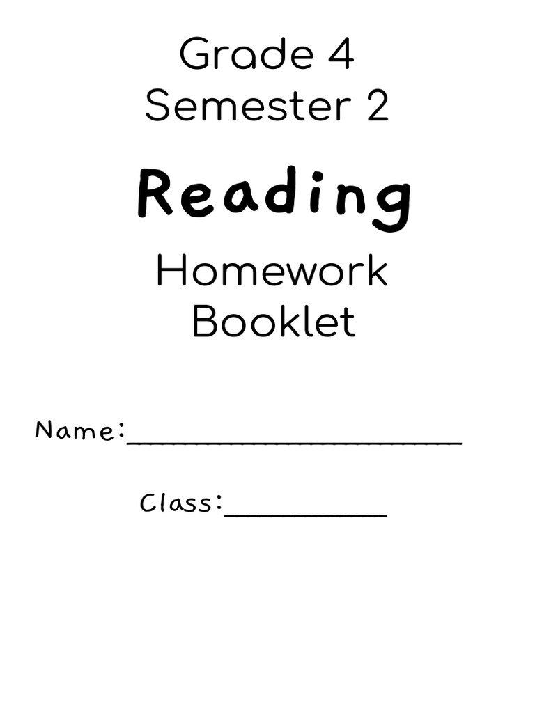 Grade 4 Semester 2 Reading Homework Booklet | PDF