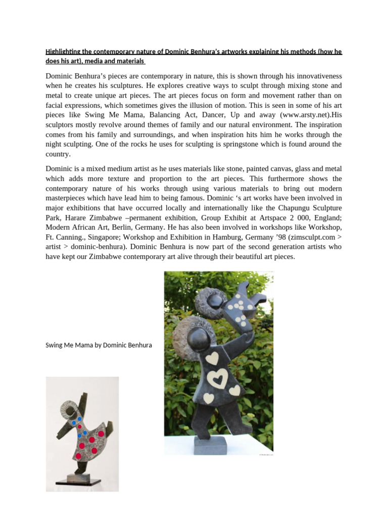 CONT. ART ASSIGNMENT | PDF | Sculpture | The Arts