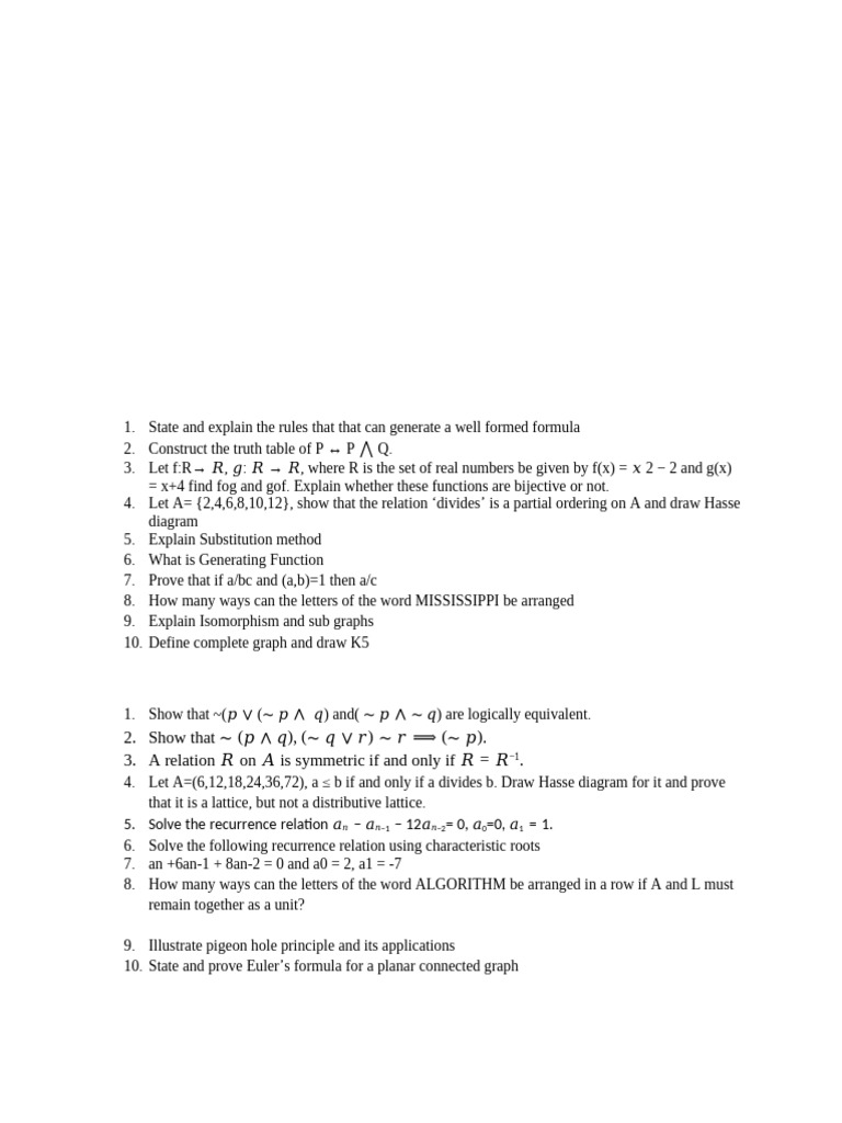 DM IMP Questions | PDF