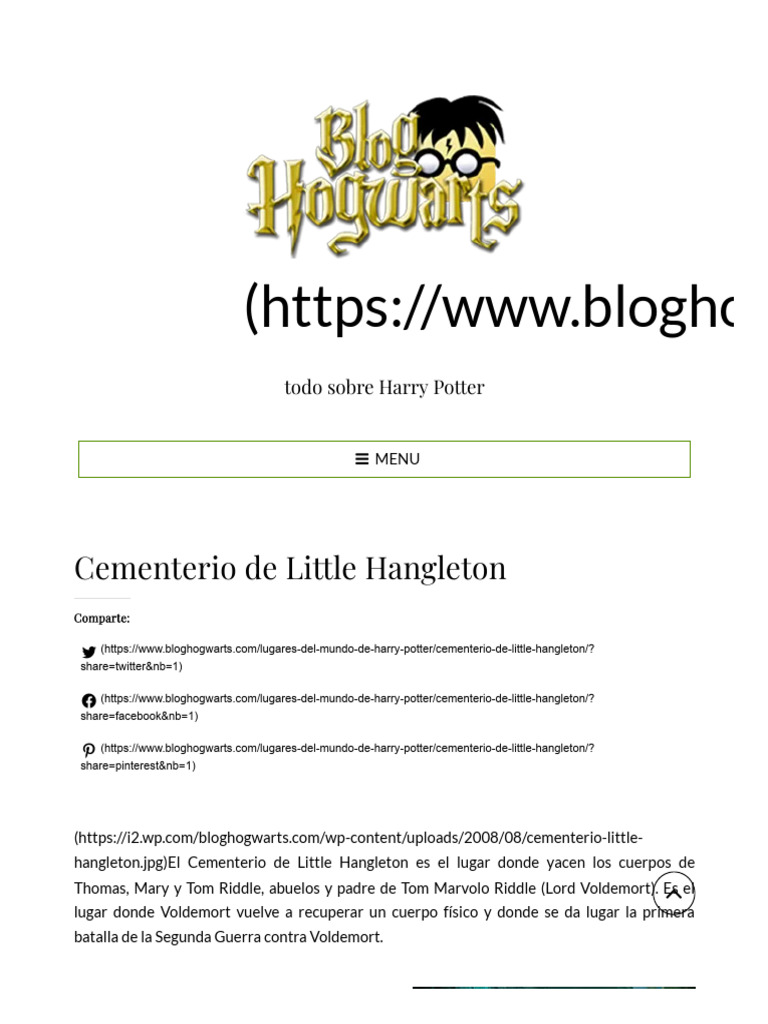 Cementerio de Little Hangleton | PDF | Novelas de fantasía ...