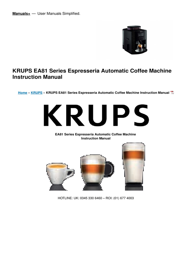 Ea81 Series Espresseria Automatic Coffee Machine Manual | PDF | Coffee ...