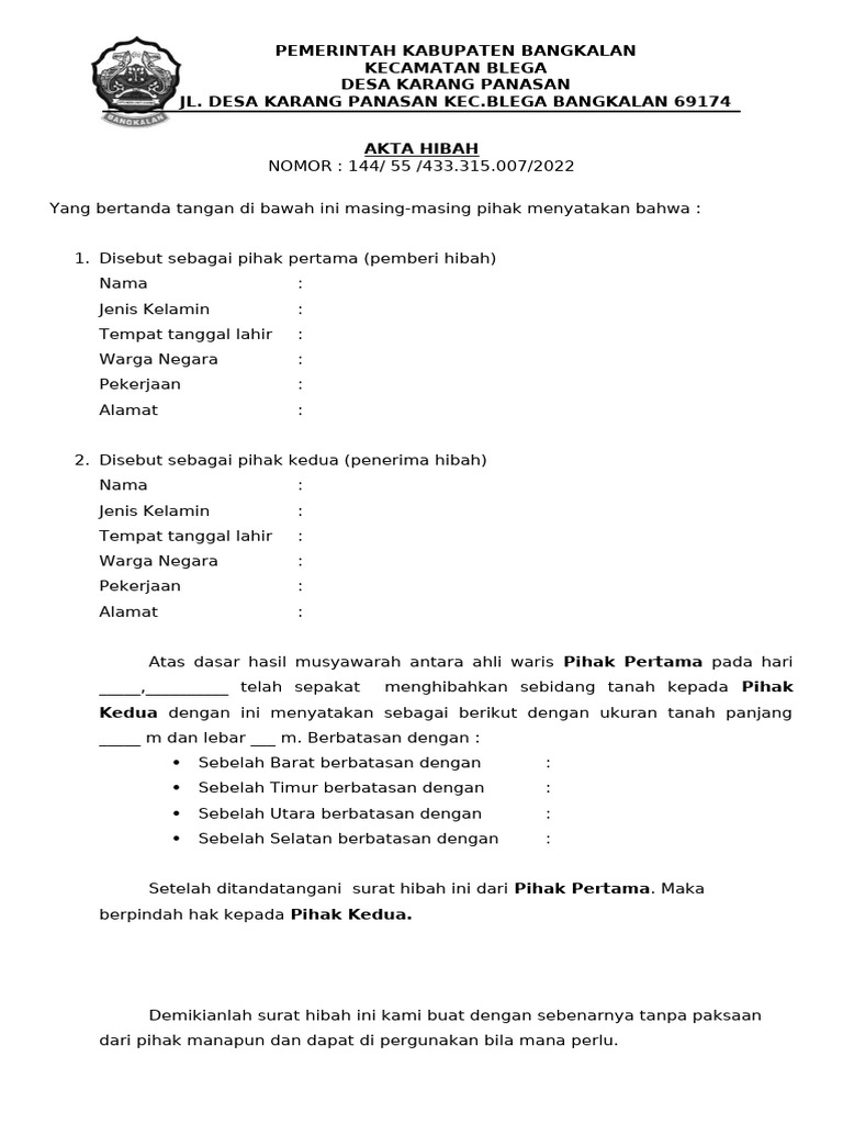 Surat Hibah | PDF
