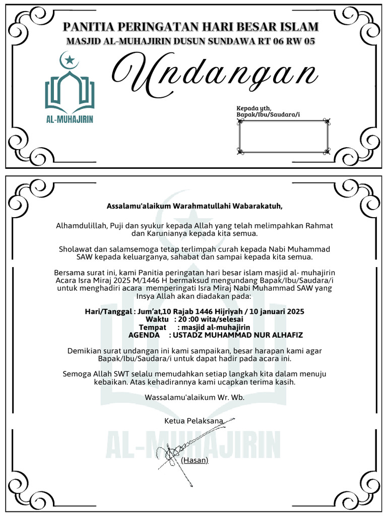 Undangan Peringatan Hari Besar Islam | PDF