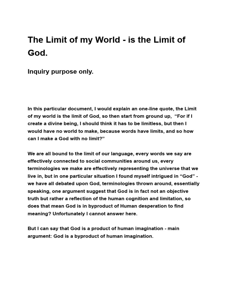 The Limit of My World - Is The Limit of God | PDF