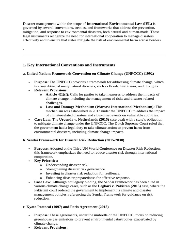 Disaster Management at International Level | PDF | Environmental Law ...