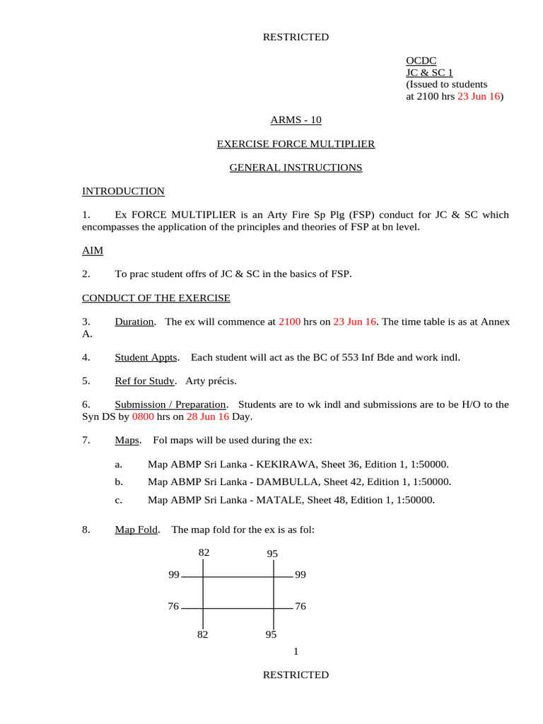 Exercise Force Multiplier Guidelines | PDF