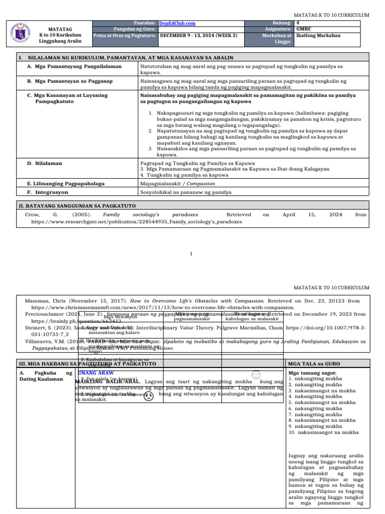DLL MATATAG _GMRC 4 Q3 W2 | PDF