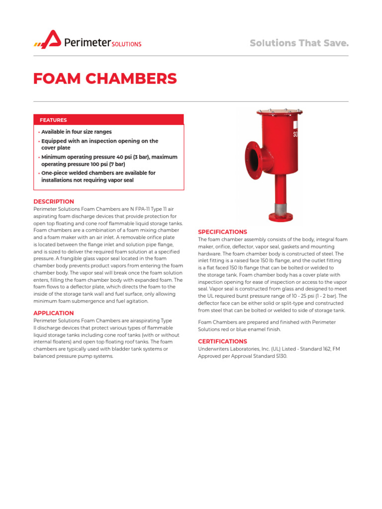 Foam Chambers for Flammable Tank Safety | PDF | Foam | Pipe (Fluid ...