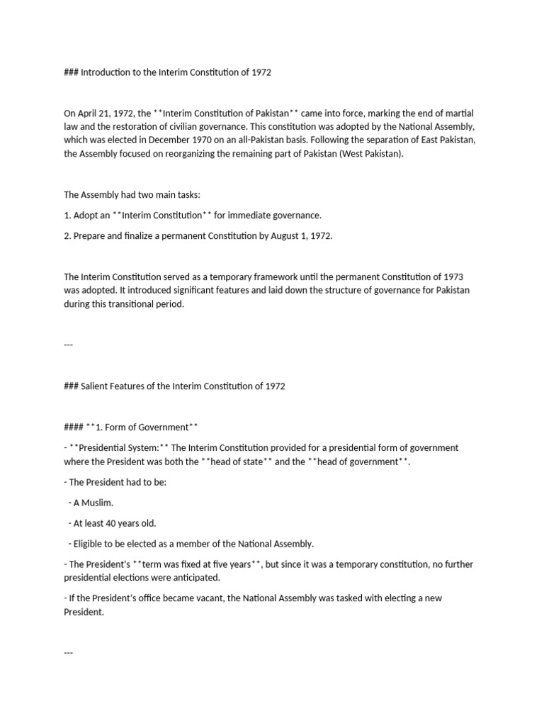 Introduction To The Interim Constitution of 1972 | PDF | Justice ...