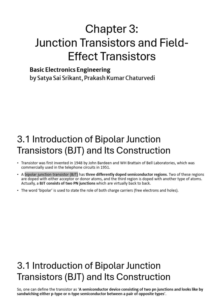 Lecture 5 Junction Transistors and Field-Effect Transistors COMPLETE | PDF | Bipolar Junction ...