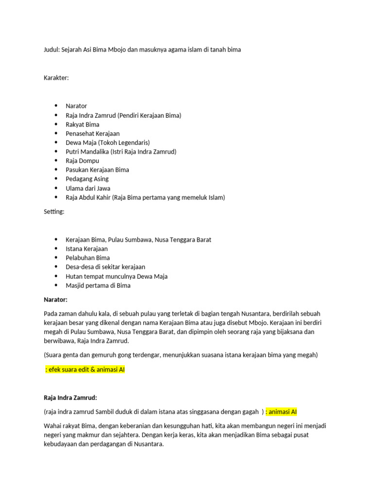 Teks Cerita Kerajaan Bima | PDF