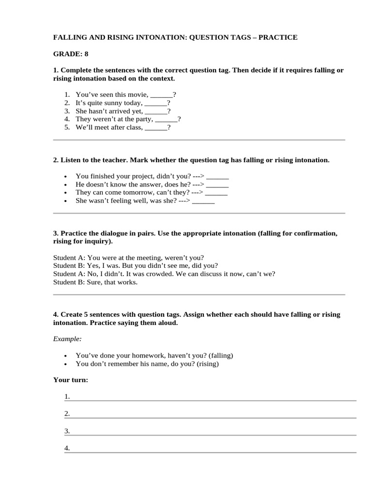 Falling and Rising Intonation | PDF