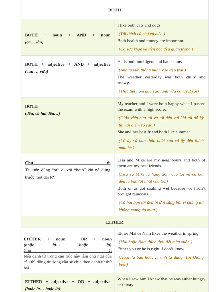 So Và Too, Either Và Neither, Both | PDF