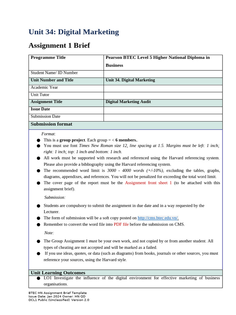 5121 - Assignment Brief 1 Digital MKT | PDF | Digital Marketing | Marketing