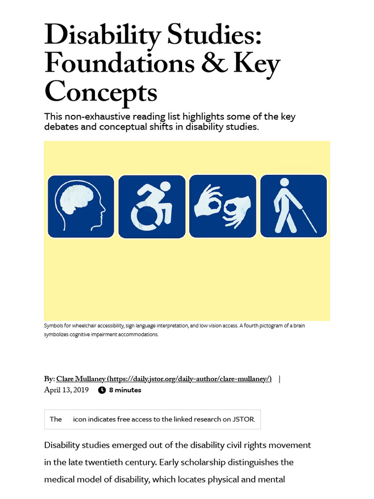 Disability Studies: Foundations & Key Concepts - JSTOR Daily | PDF | Disability | Liberal Arts ...