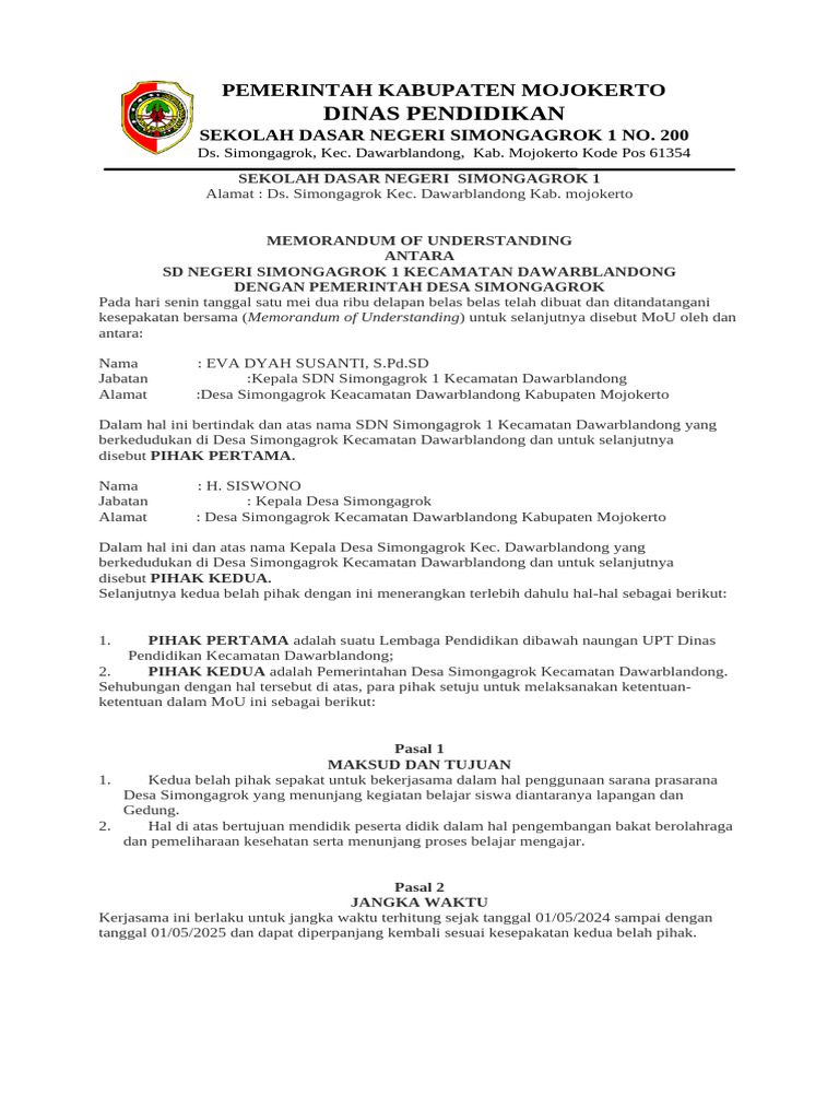 MOU Dengan Desa | PDF