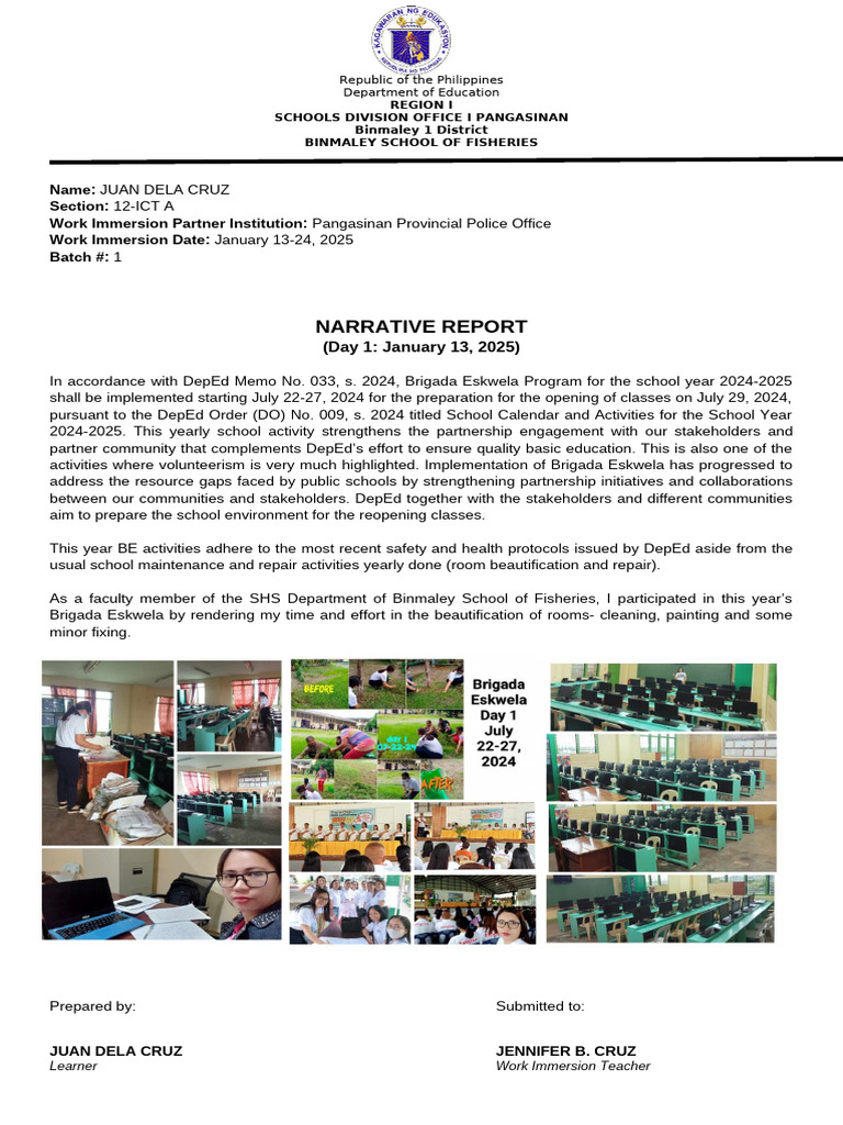 Sample Accomplishment - Narrative Report | PDF