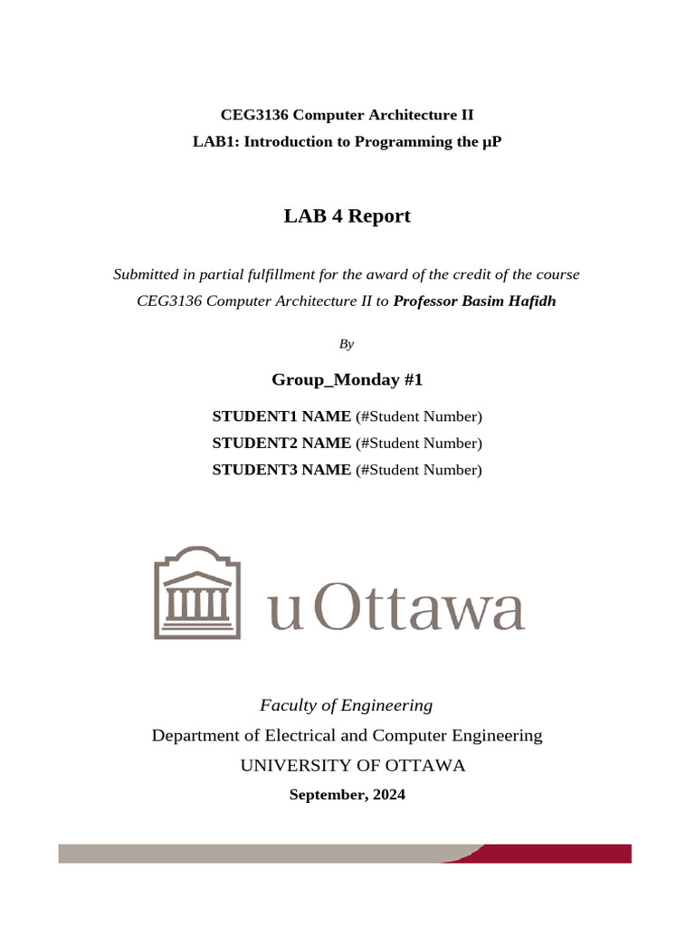CEG3136 Lab4 Report - Template | PDF | Computer Programming | Office Equipment