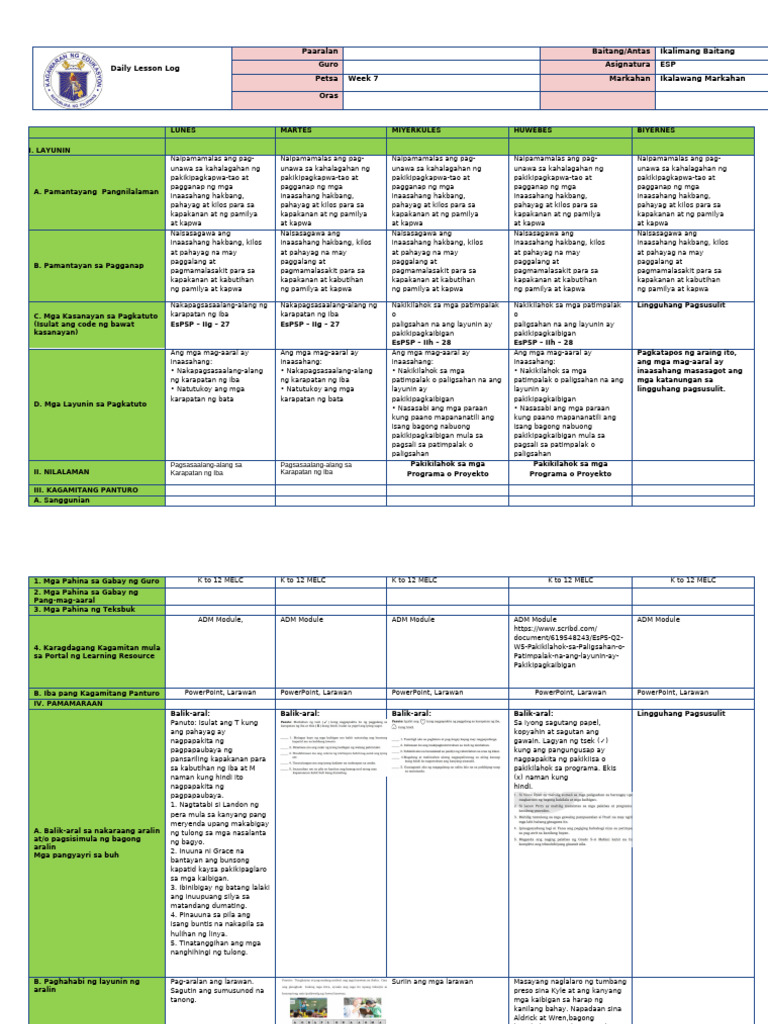 DLL Week 7 Esp | PDF