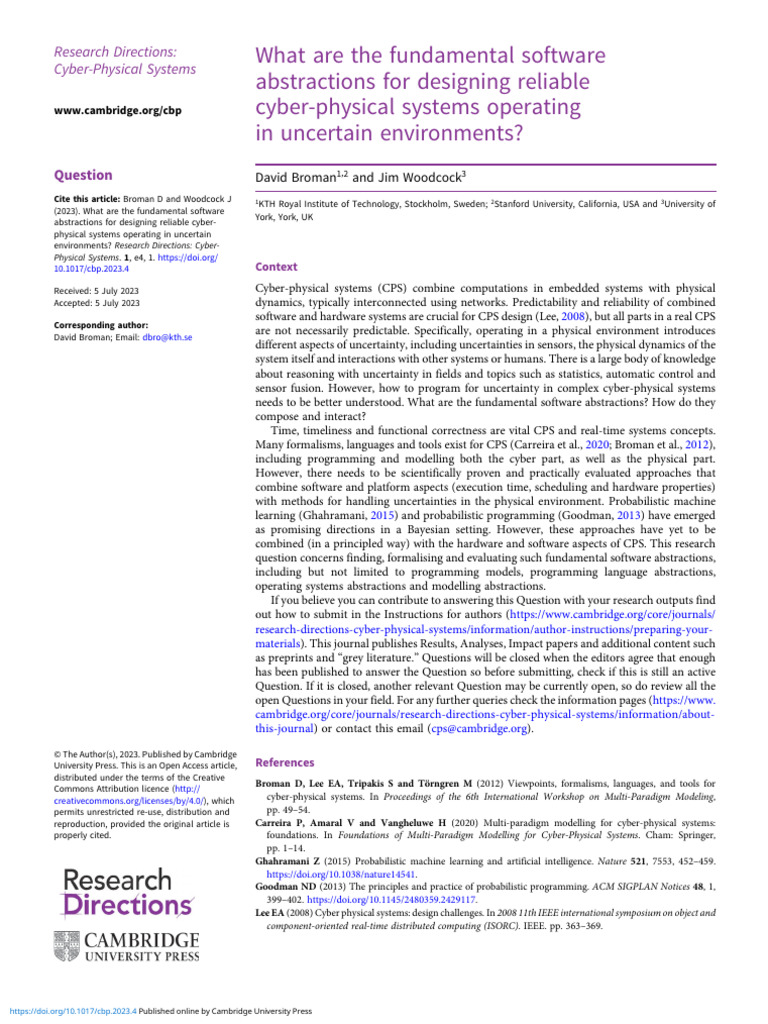 What Are the Fundamental Software Abstractions for Designing Reliable Cyber Physical Systems ...