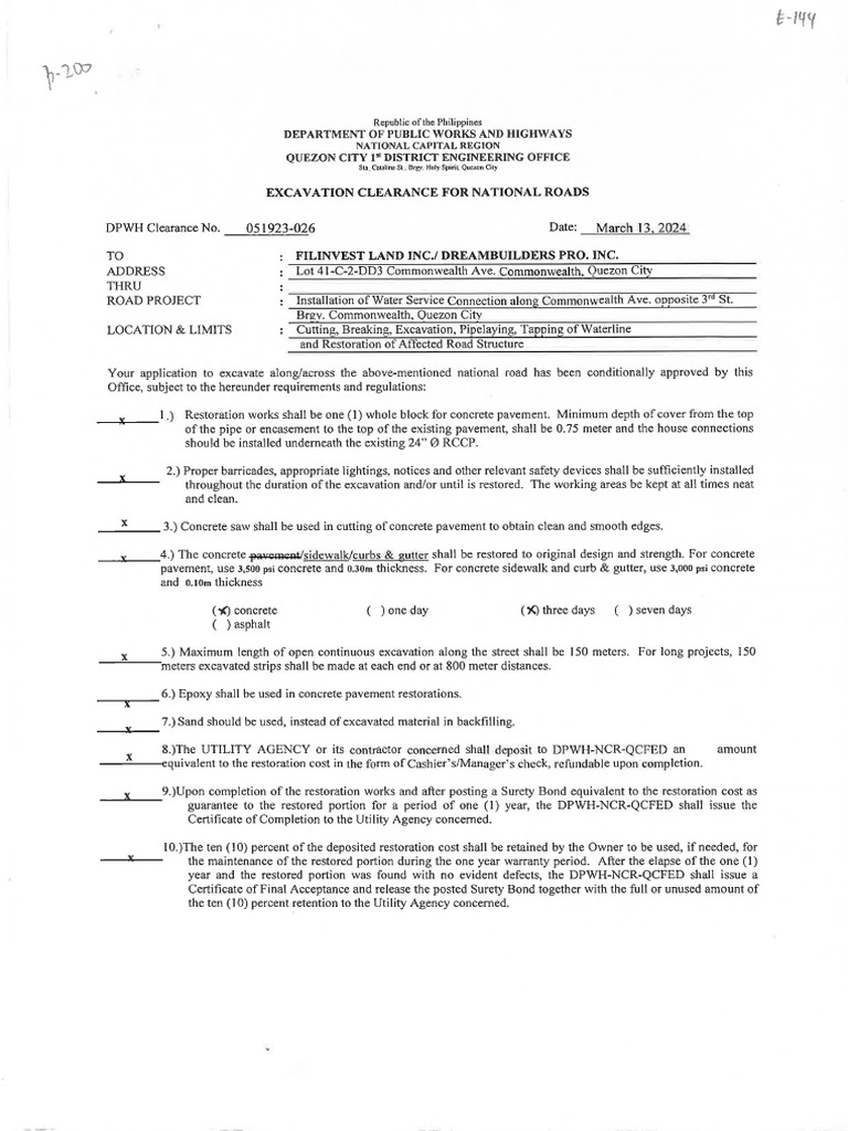 Verde Spatial_Excavation Permit - Approved Excavation Permit (1) | PDF